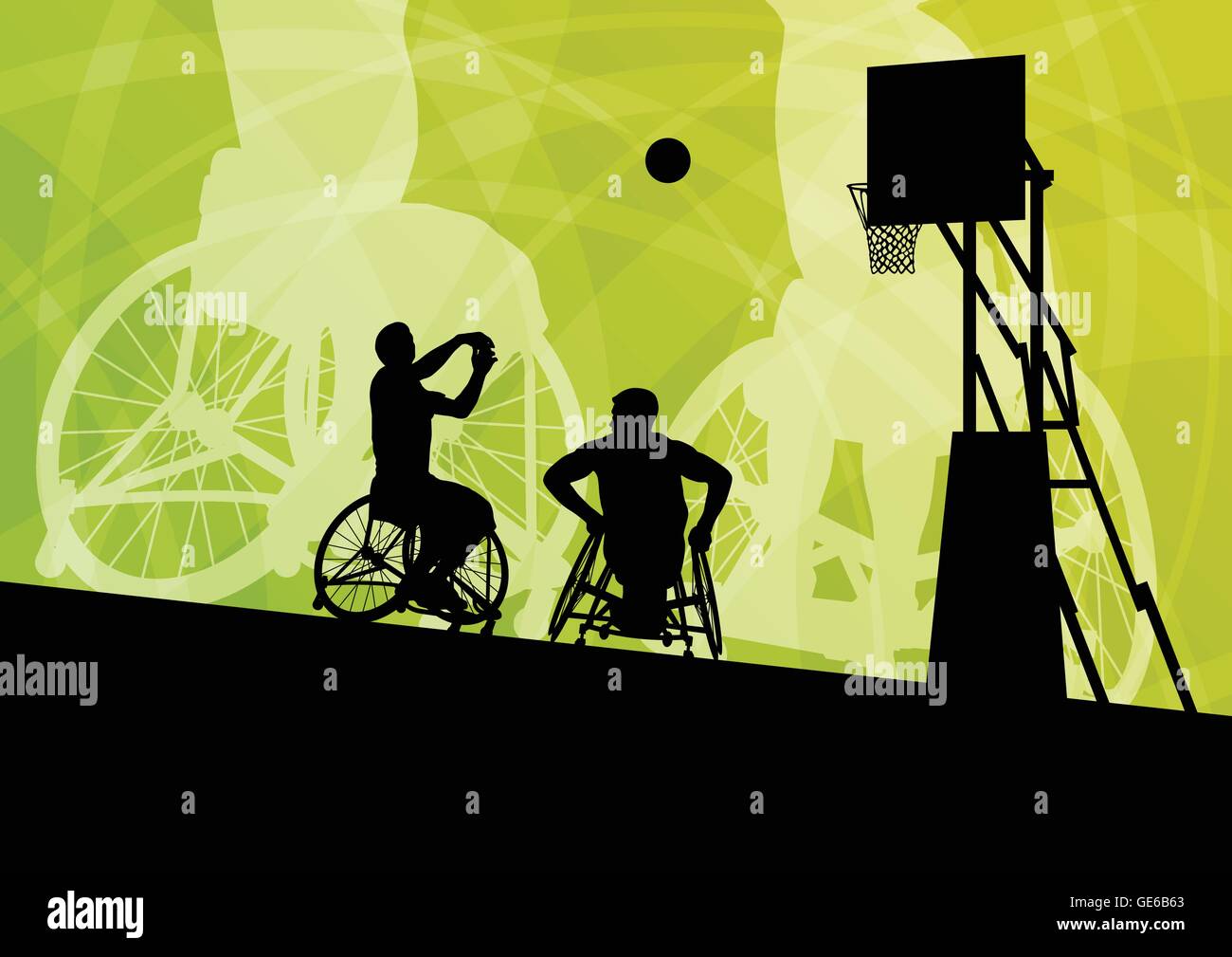 Active disabled young men basketball players in a wheelchair detailed ...