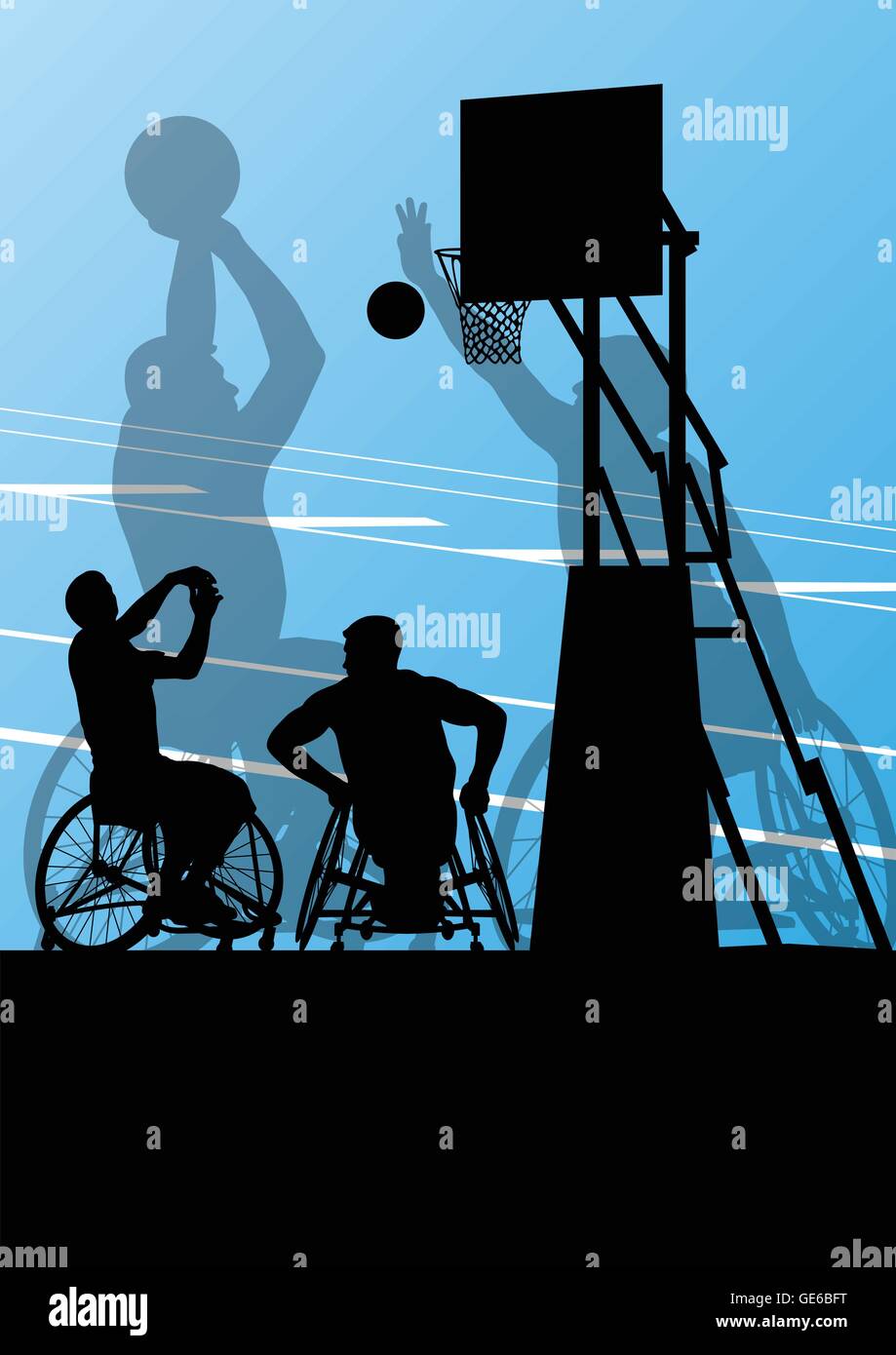 Active disabled men basketball players in a wheelchair detailed sport ...