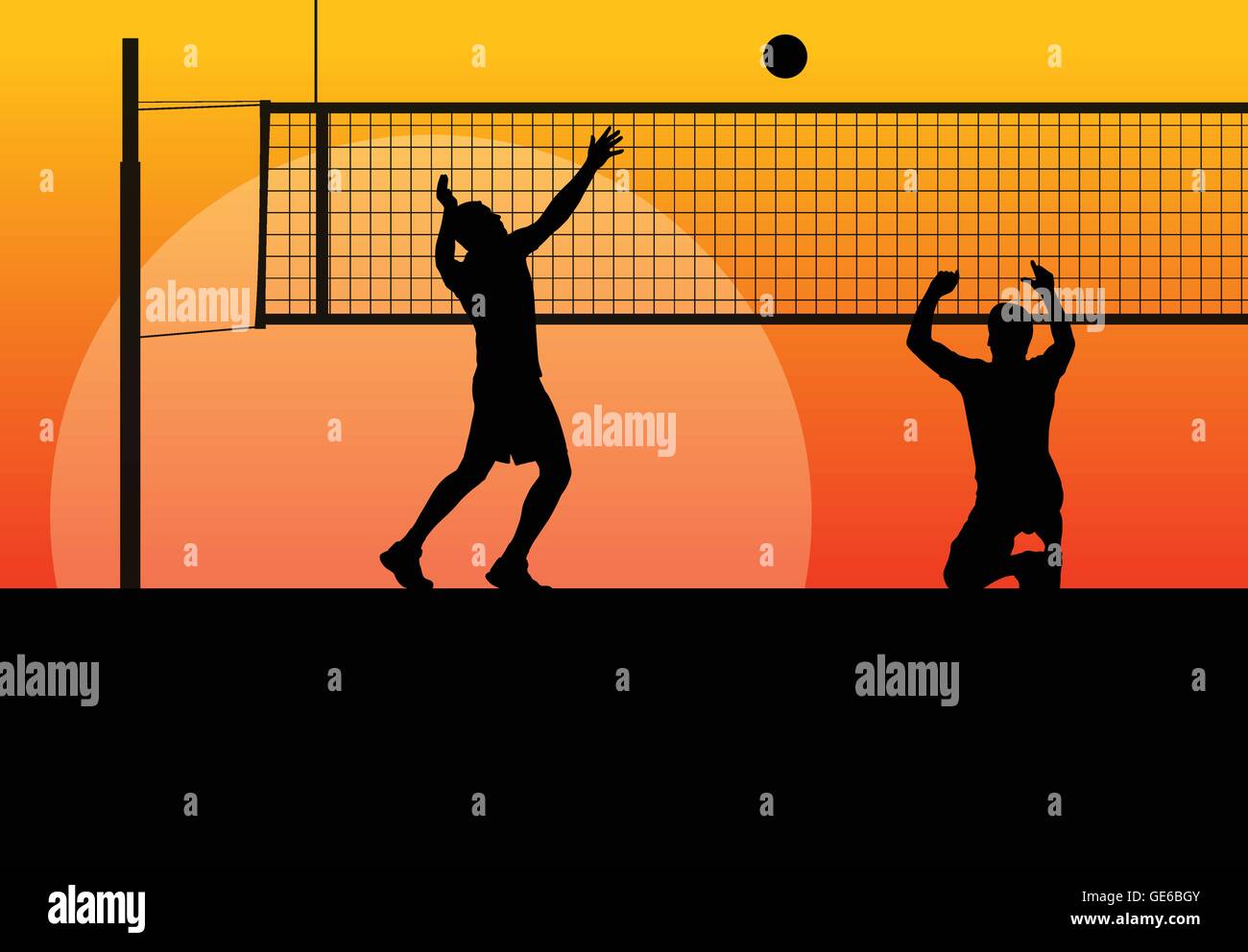 Men volleyball player silhouette vector hi-res stock photography and ...
