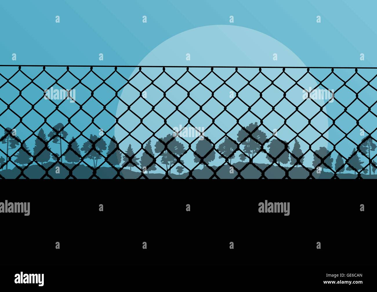 Wired fence and forest vector abstract background concept for poster ...