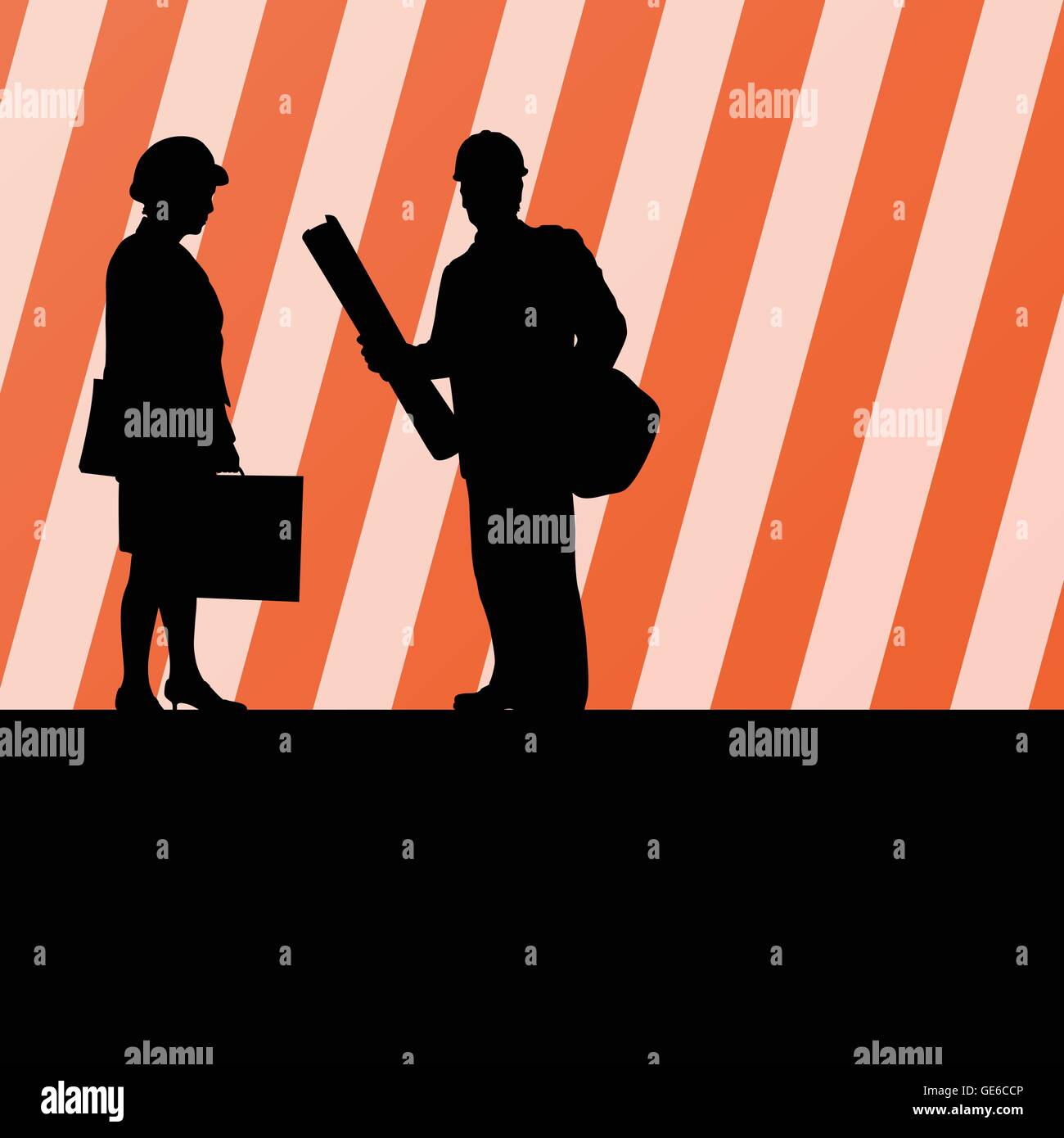 Engineer people detailed construction site worker silhouettes ...