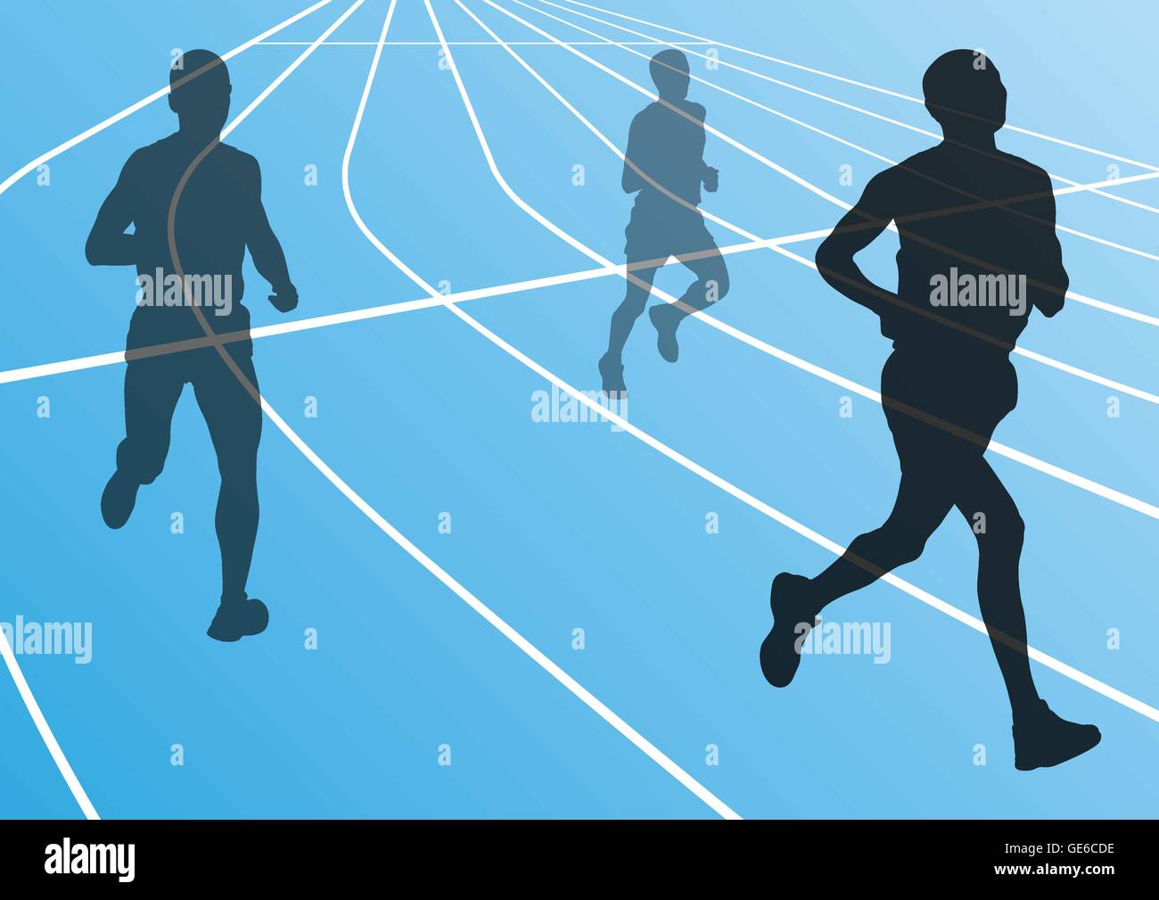 Marathon runners running silhouettes in sport stadium landscape ...