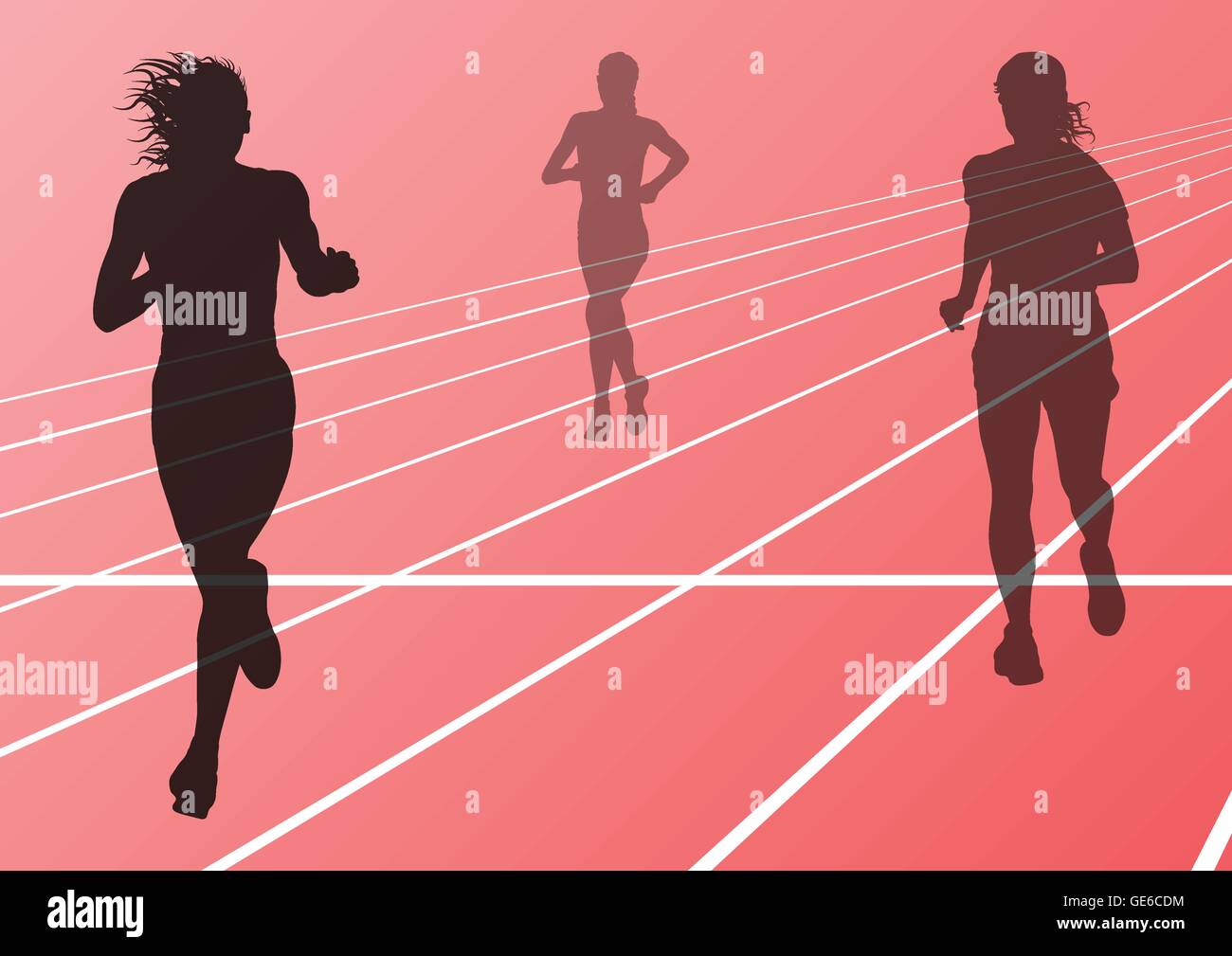 Marathon runners running silhouettes in sport stadium landscape ...