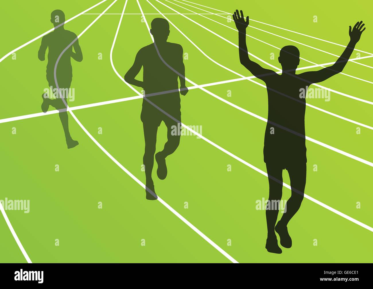 Marathon runners running silhouettes in sport stadium landscape ...