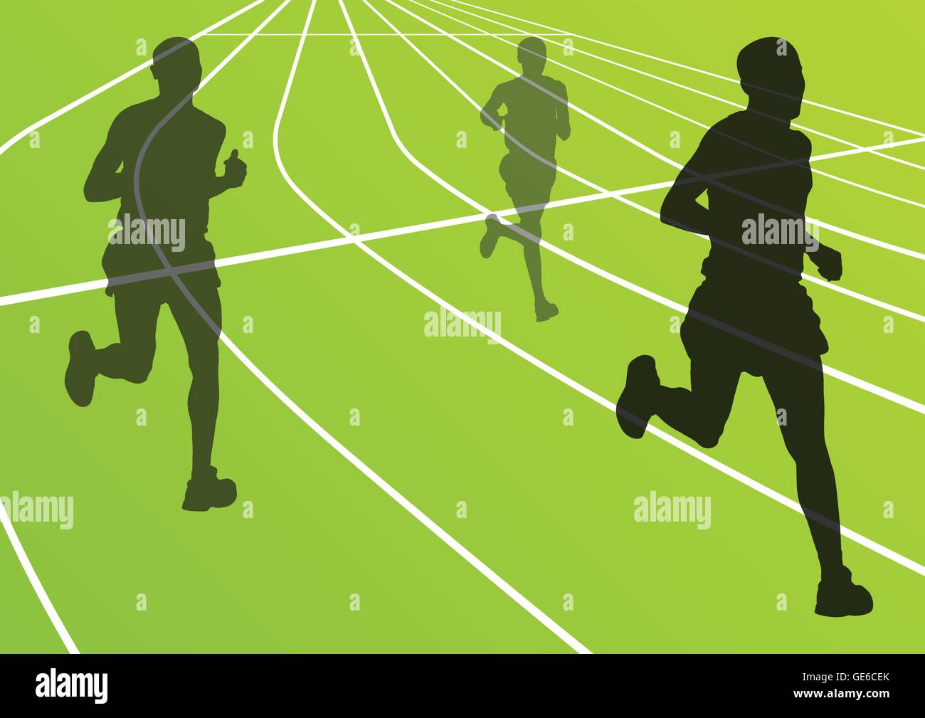 Marathon runners running silhouettes in sport stadium landscape ...