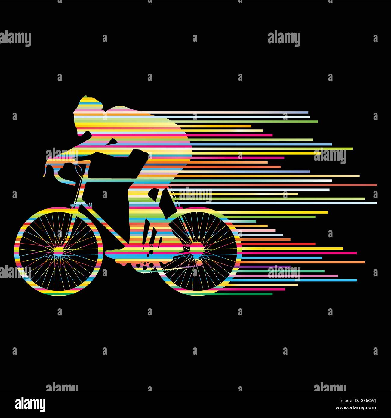 Cyclist vector background concept made of stripes for poster Stock ...