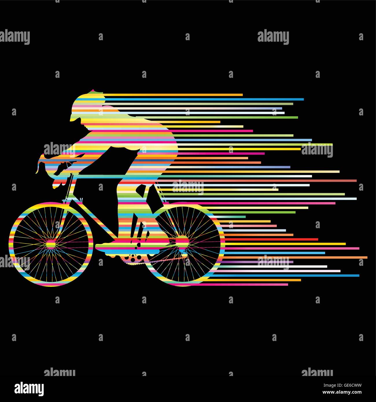 Cyclist vector background concept made of stripes for poster Stock ...