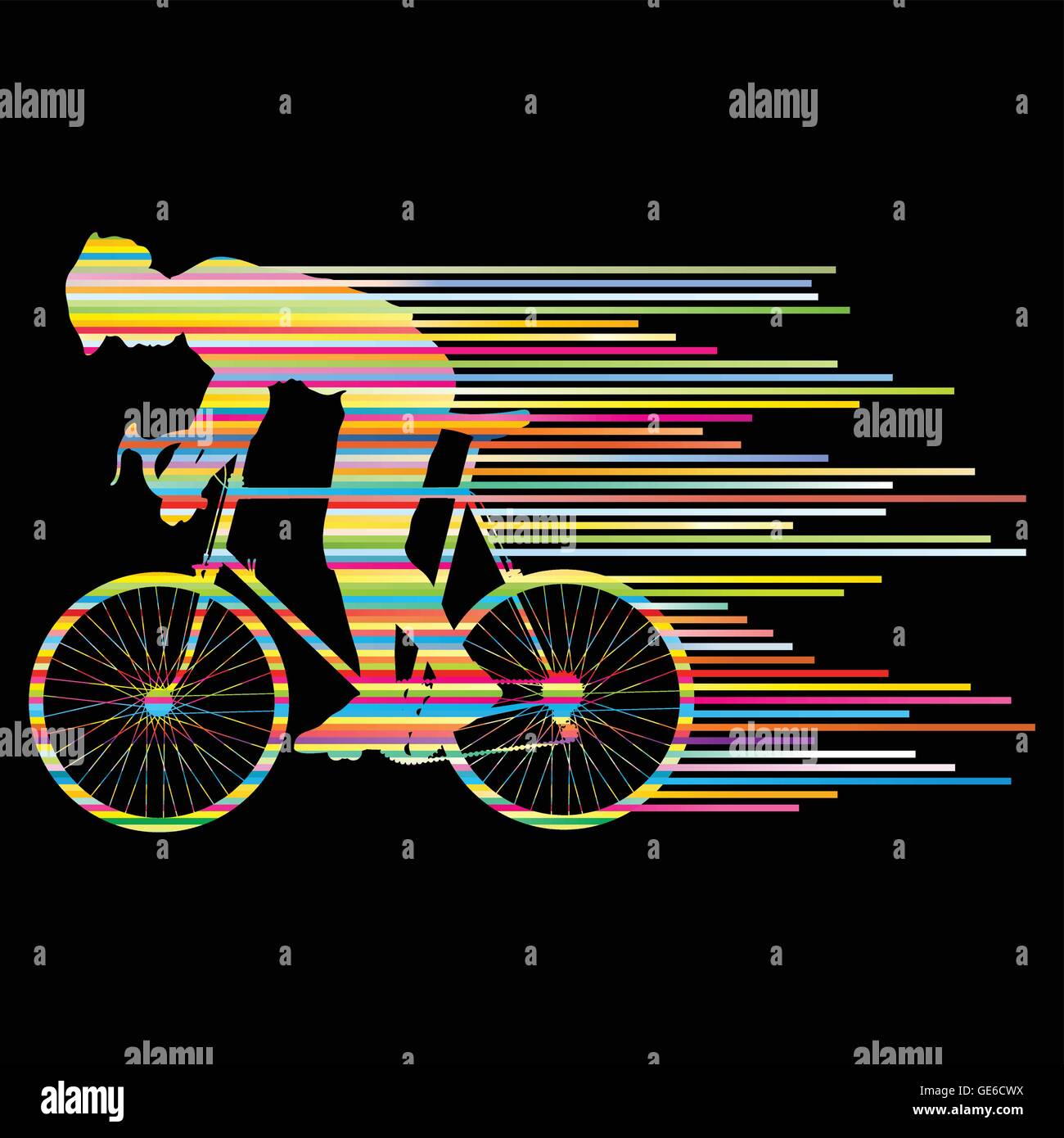 Cyclist vector background concept made of stripes for poster Stock ...