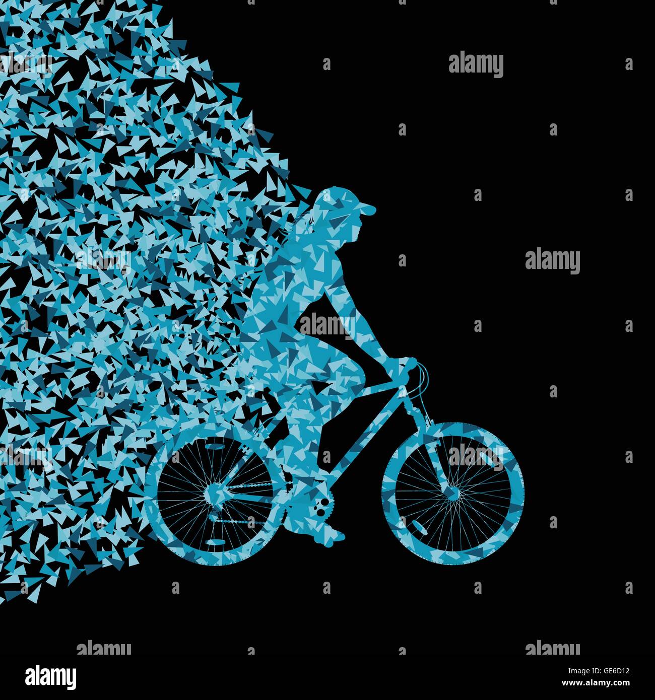 Sport bike and rider vector concept background made of fragments for ...