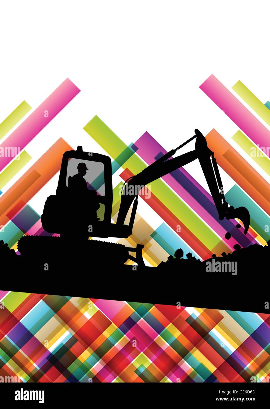 Excavator bulldozer industrial land digging machinery silhouette in ...