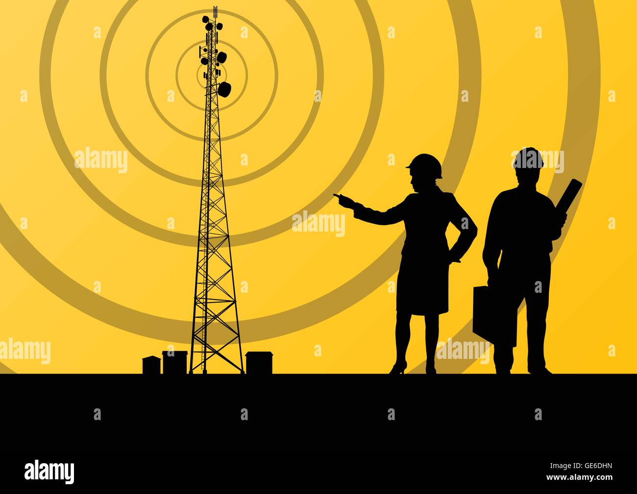 Telecommunications radio tower or mobile phone base station with ...