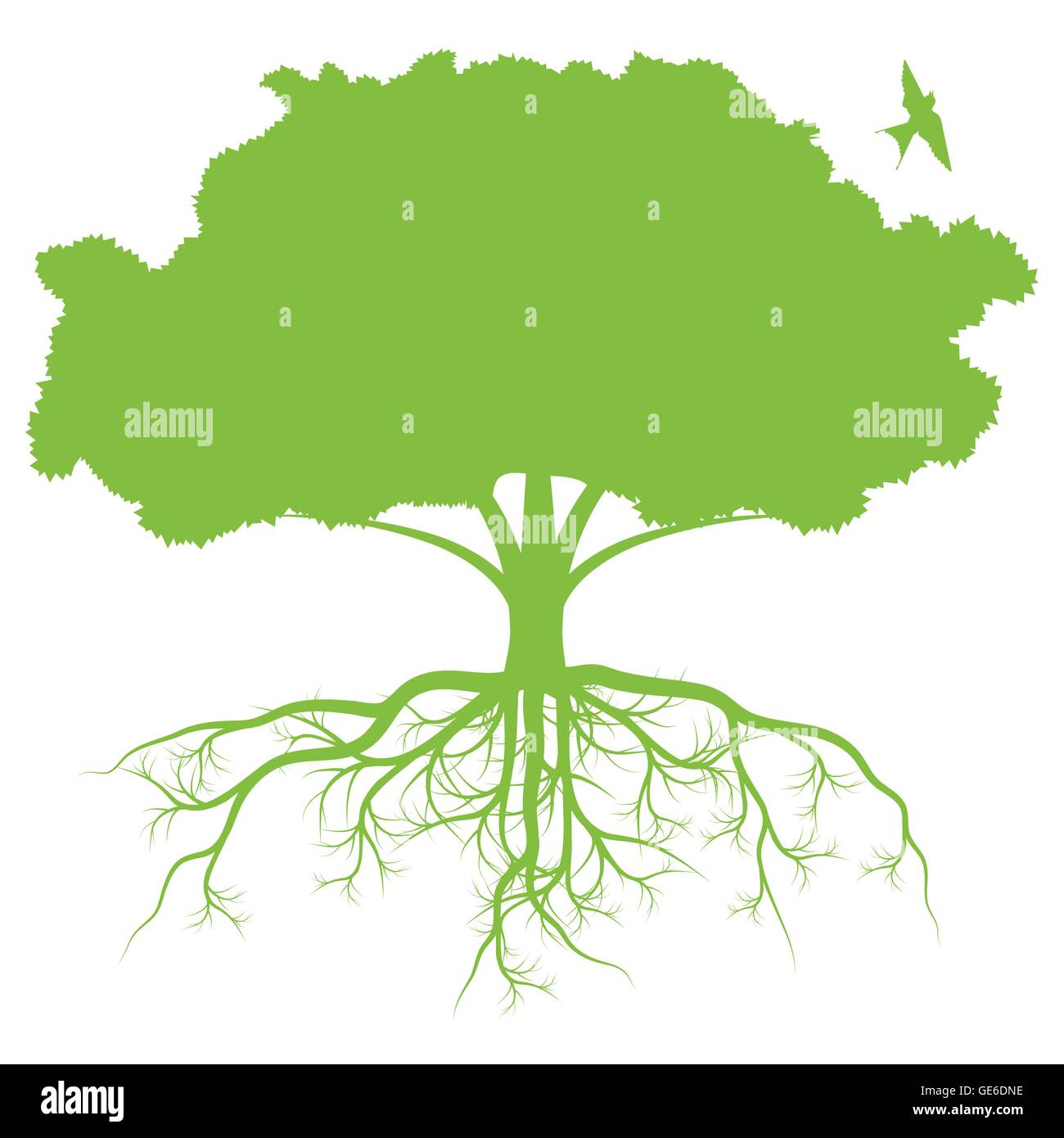 Tree with roots background ecology vector concept Stock Vector Image ...