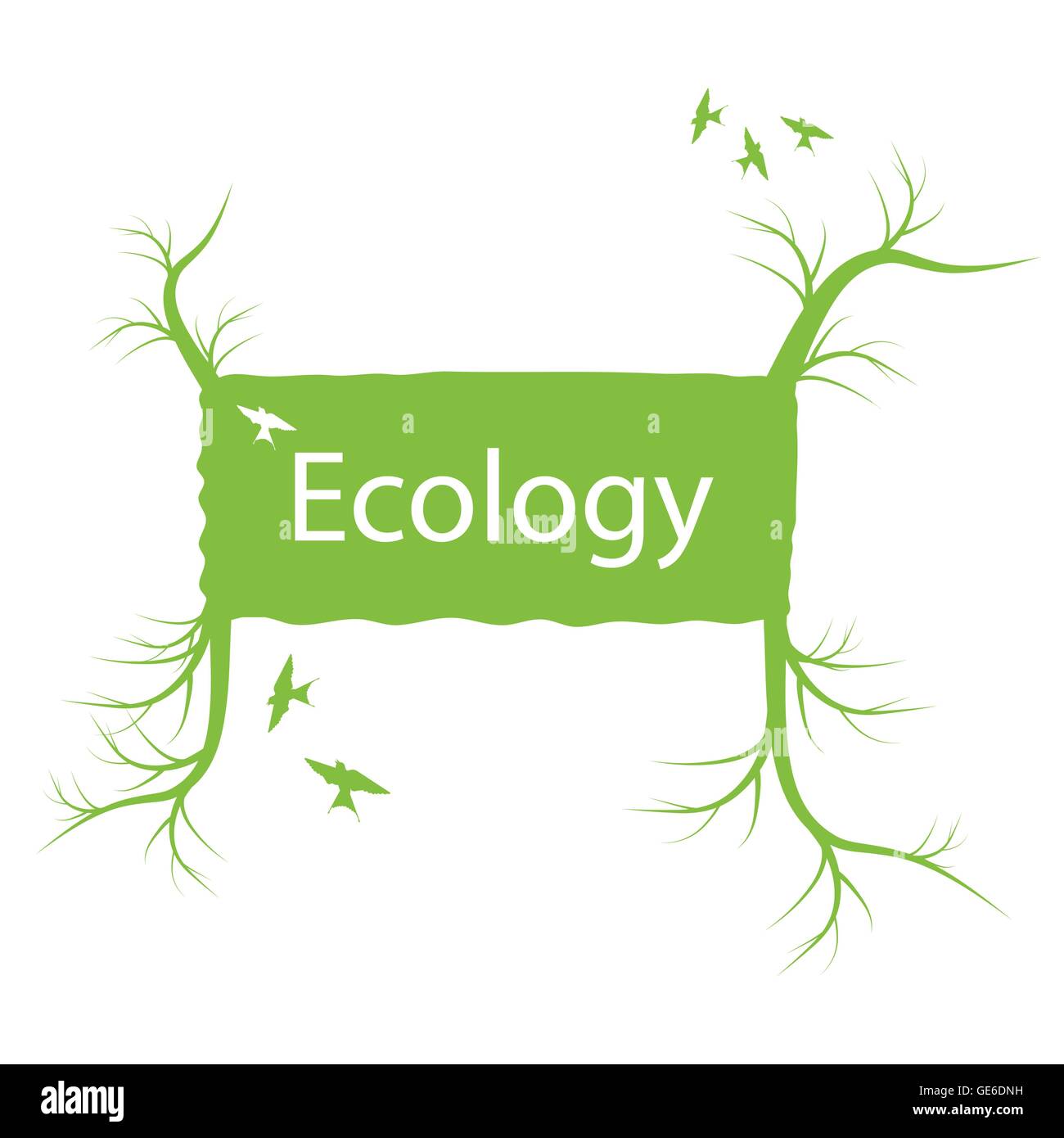 Ecology banner with green tree and roots vector concept Stock Vector ...