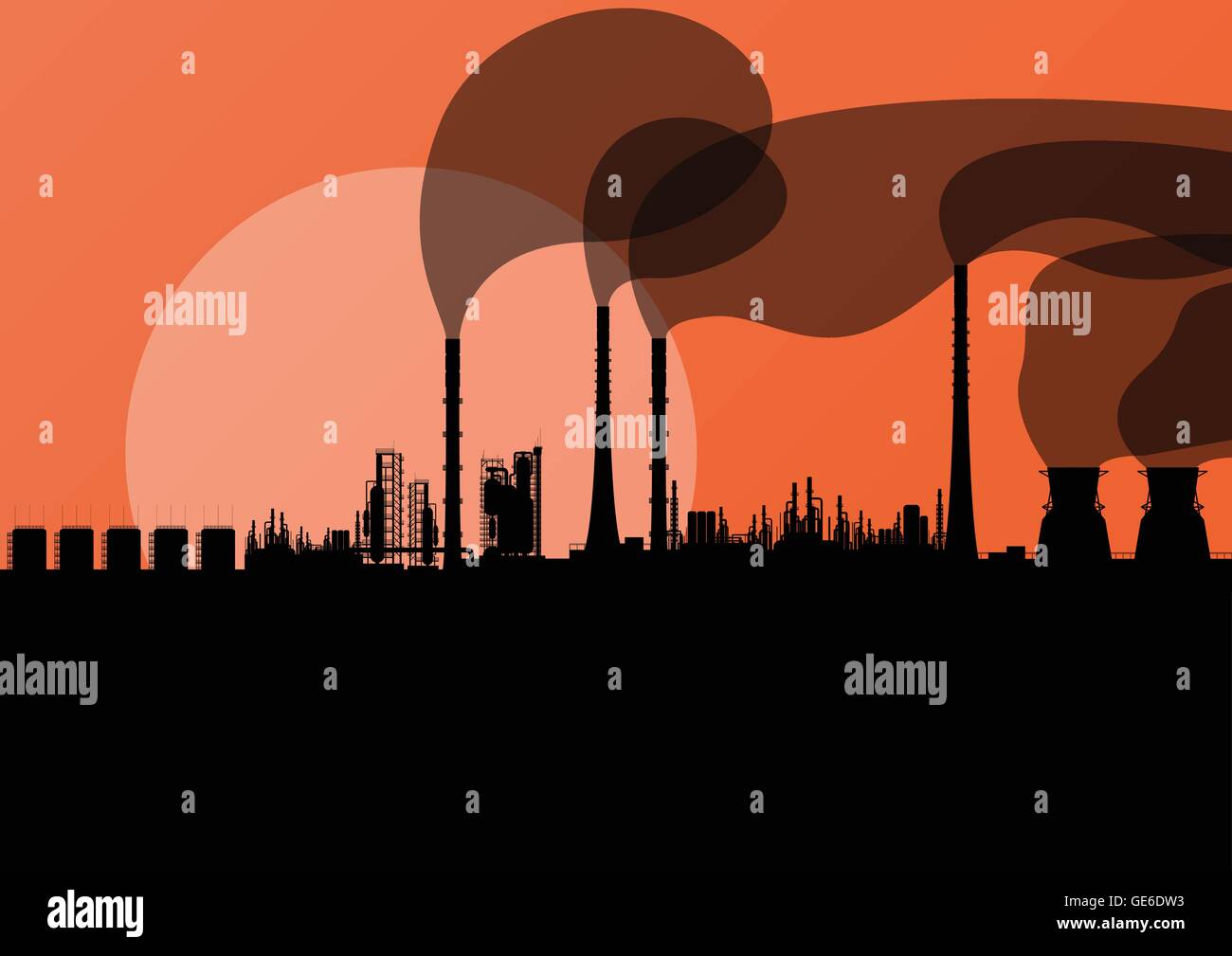 Industrial oil refinery factory landscape illustration background ...