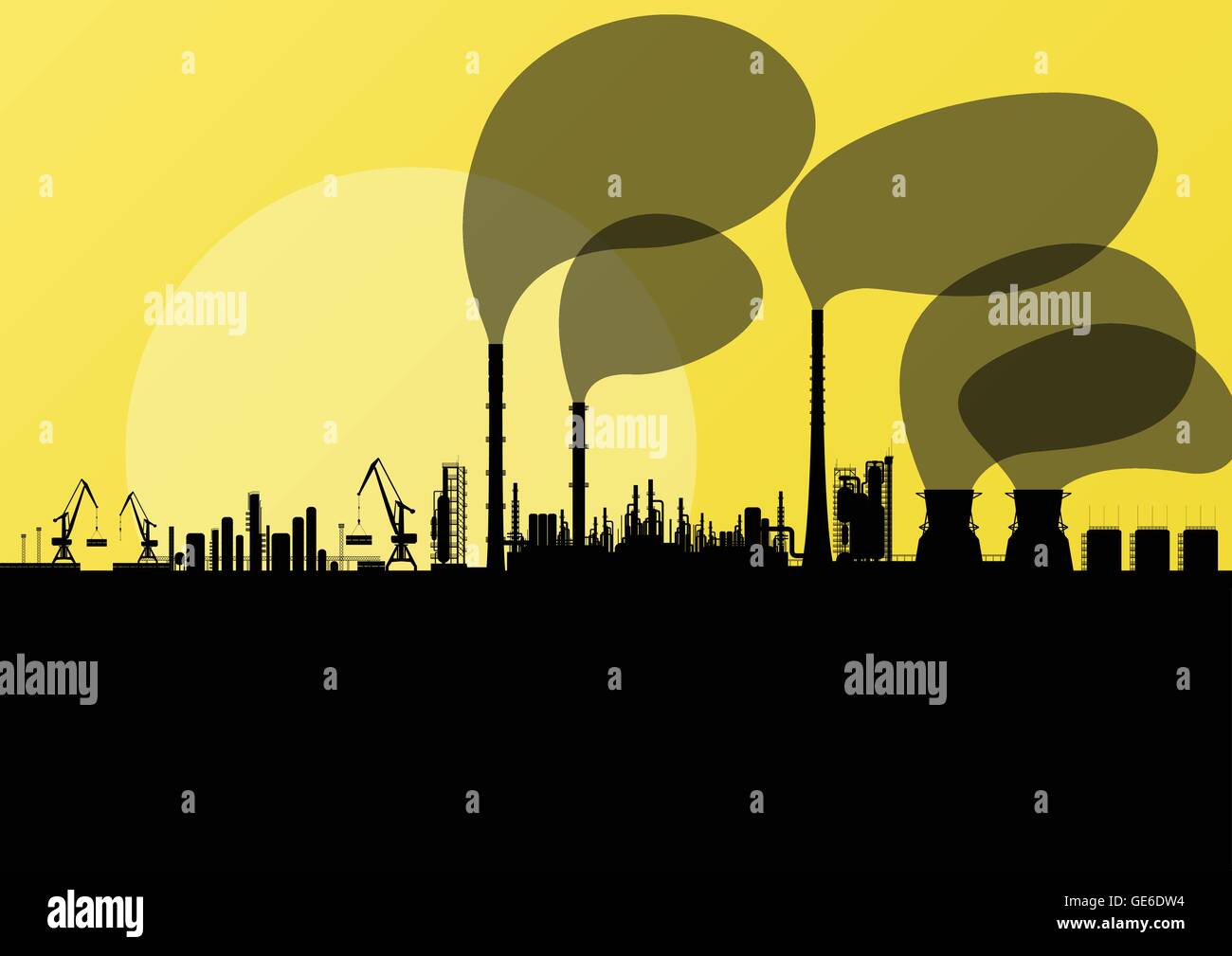 Industrial oil refinery factory landscape illustration background ...