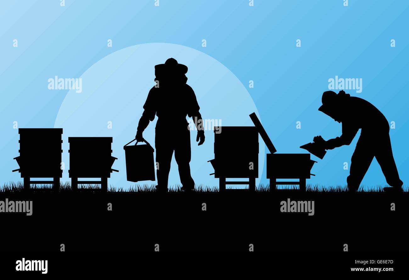 Beekeeper working in apiary vector background for poster Stock Vector ... Beekeeper working in apiary vector background for poster Stock Vector ...