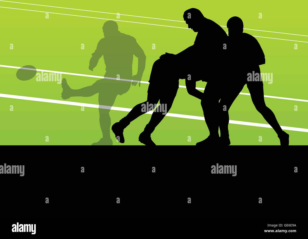 Rugby player man silhouette vector background concept for poster Stock ...