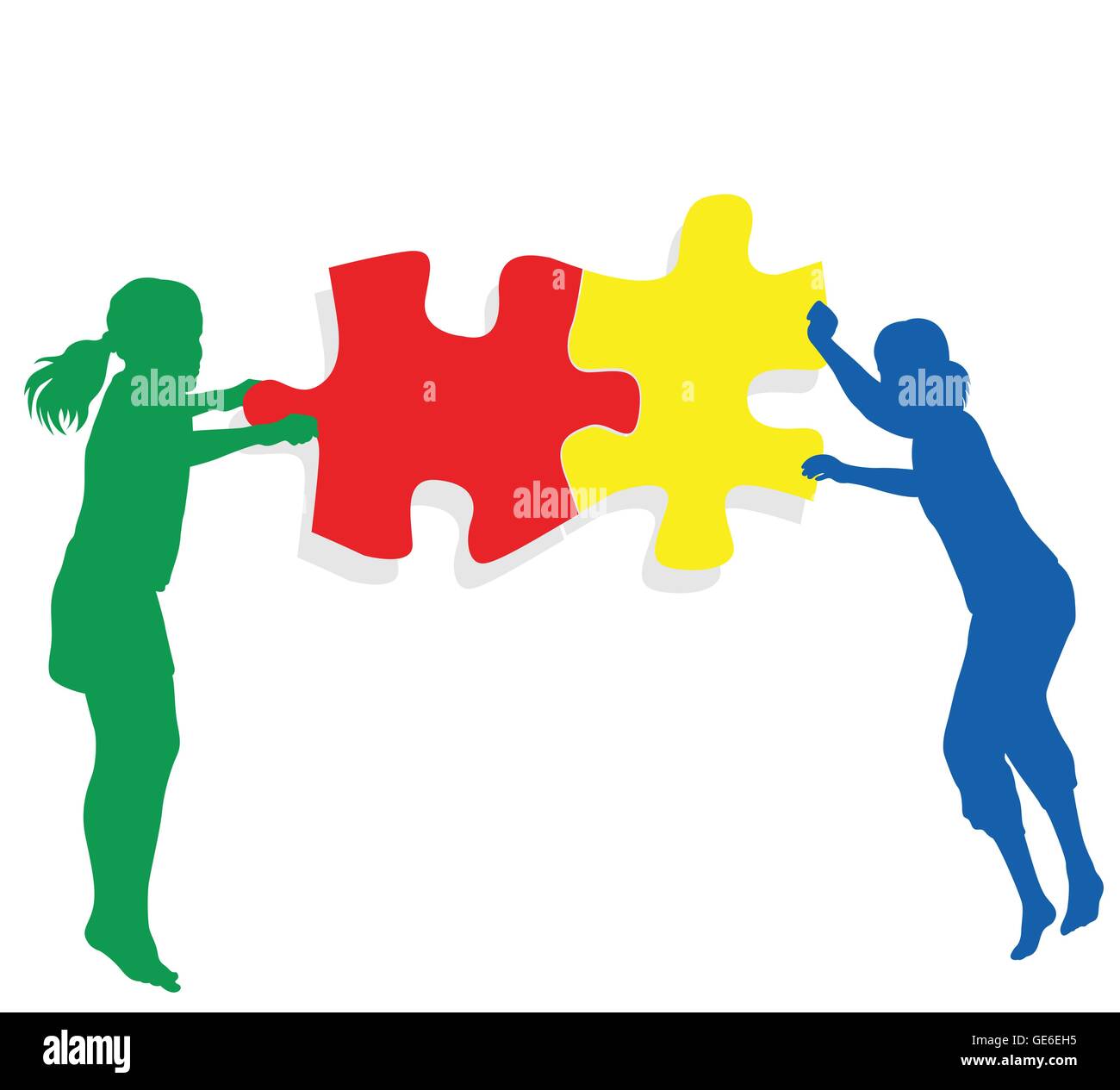 Teamwork solution background vector. Kids making together colorful ...