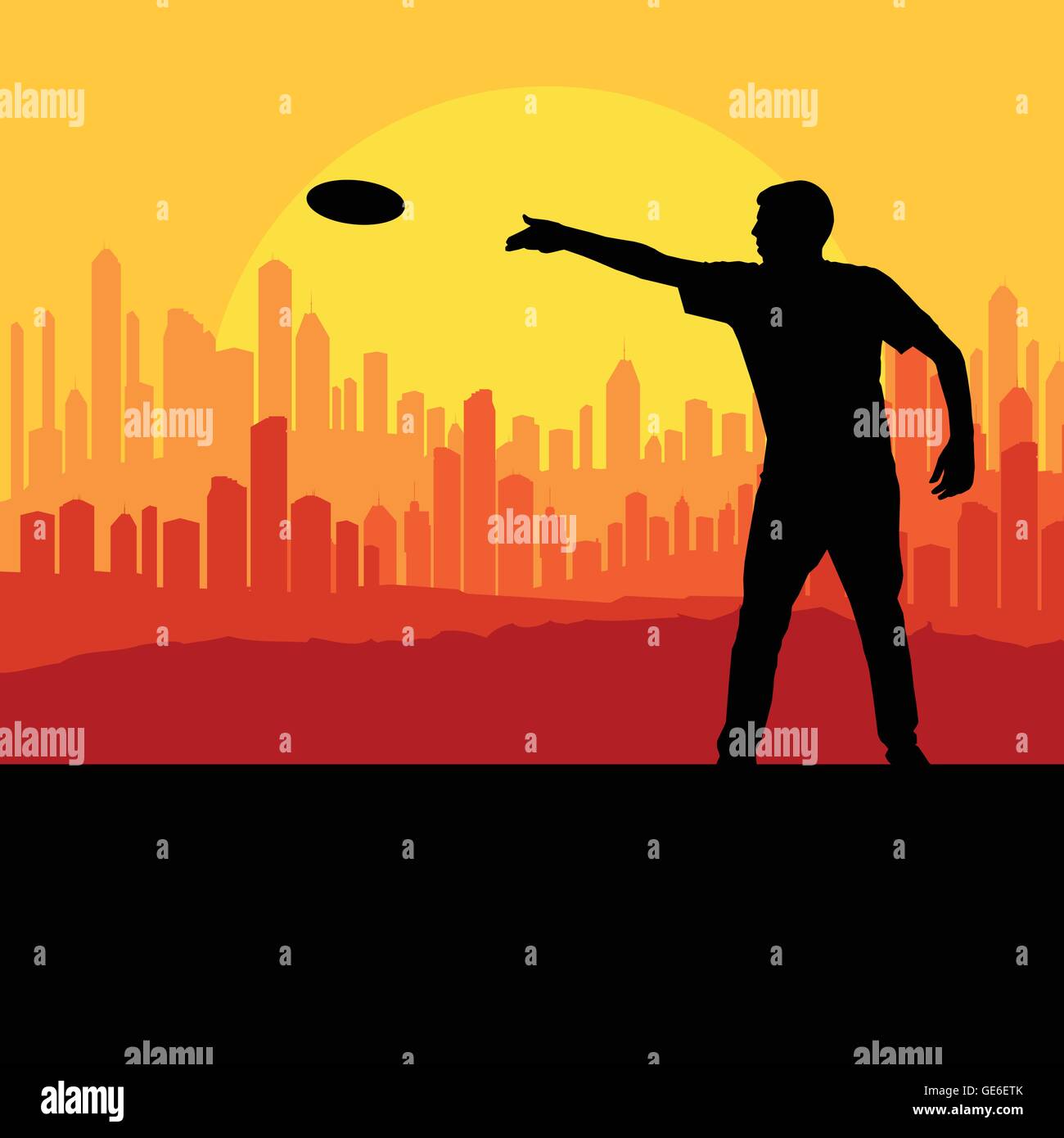 Disk thrower and catcher active people sport background illustration ...