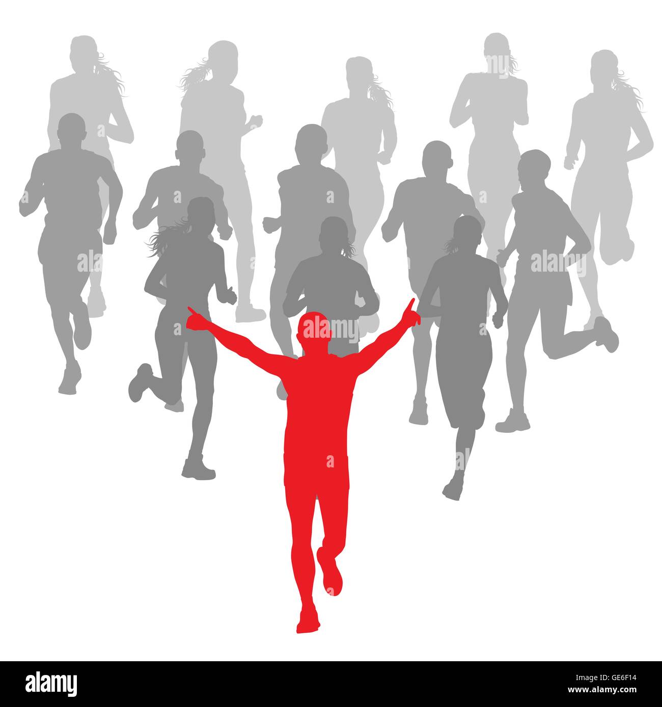 Winner finish vector background and group of runners concept for poster ...