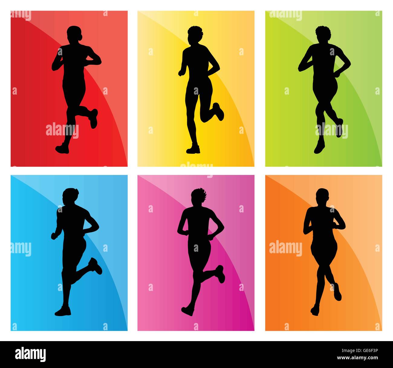 Running woman set vector background for poster Stock Vector Image & Art ...