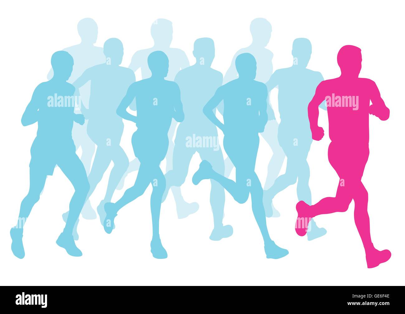 Men marathon winner finish vector background and group of runners for ...