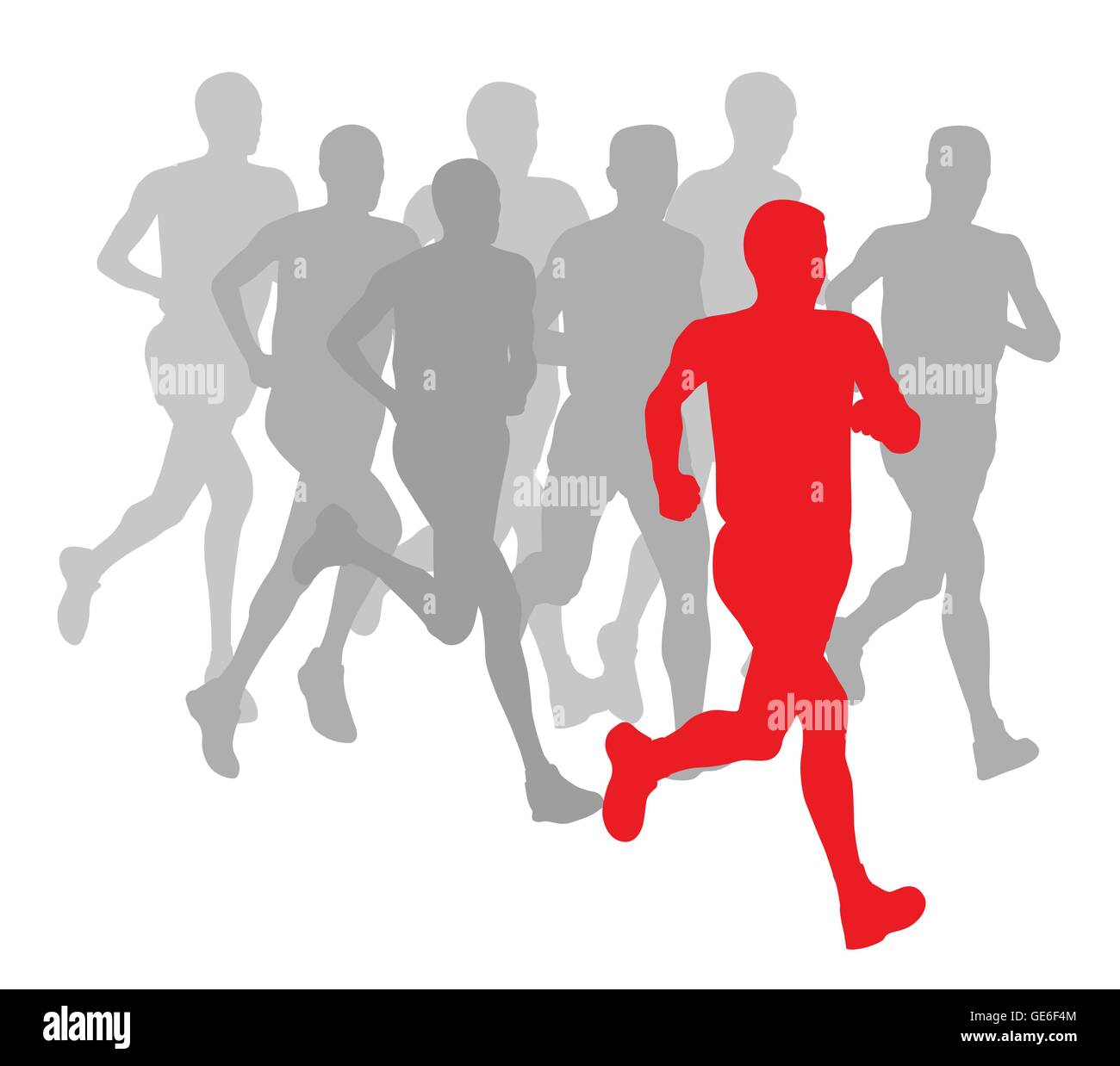 Men marathon winner finish vector background and group of runners for ...