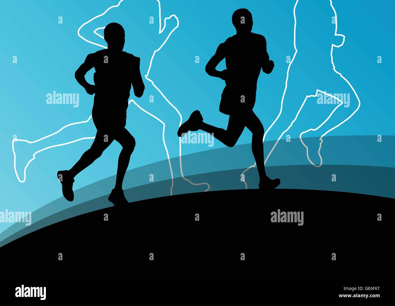 Active runner sport athletics running silhouettes illustration ...