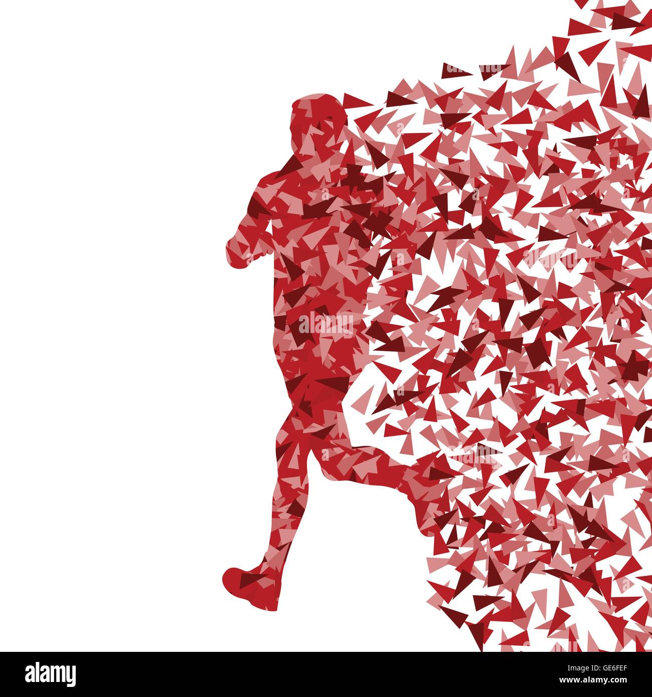 Runner abstract vector background, man made of fragments for poster ...