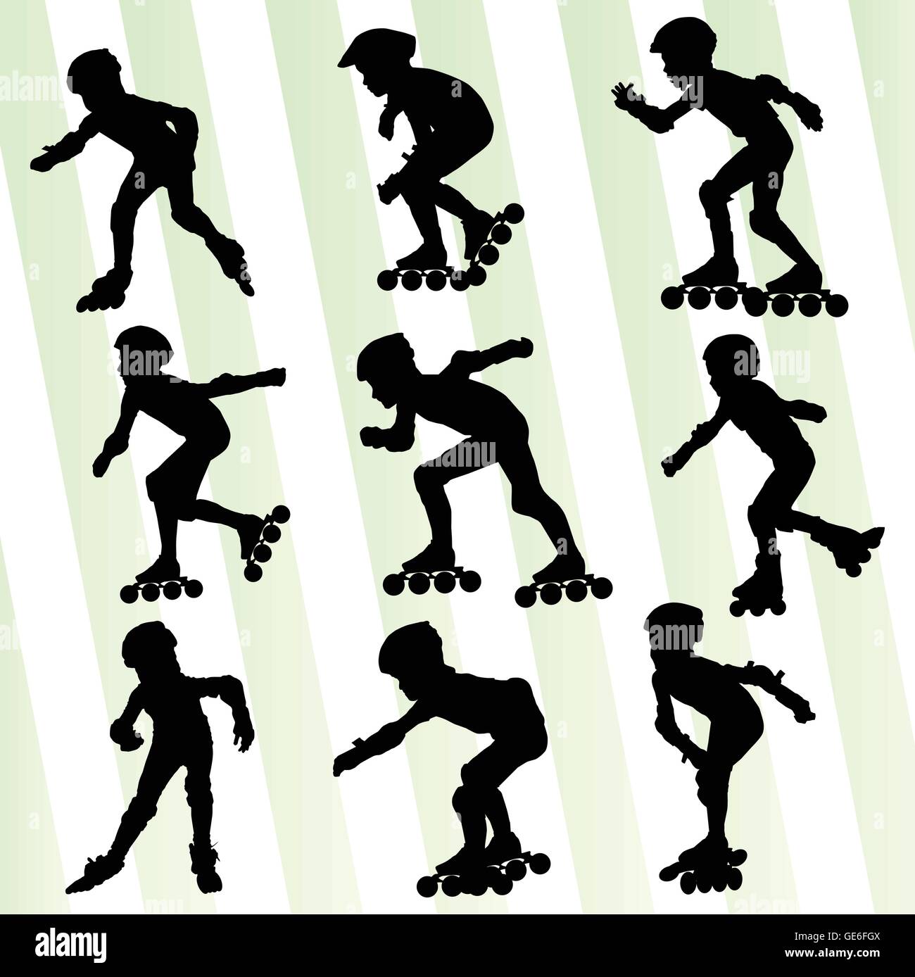 Kid roller skating vector background concept set Stock Vector Image ...