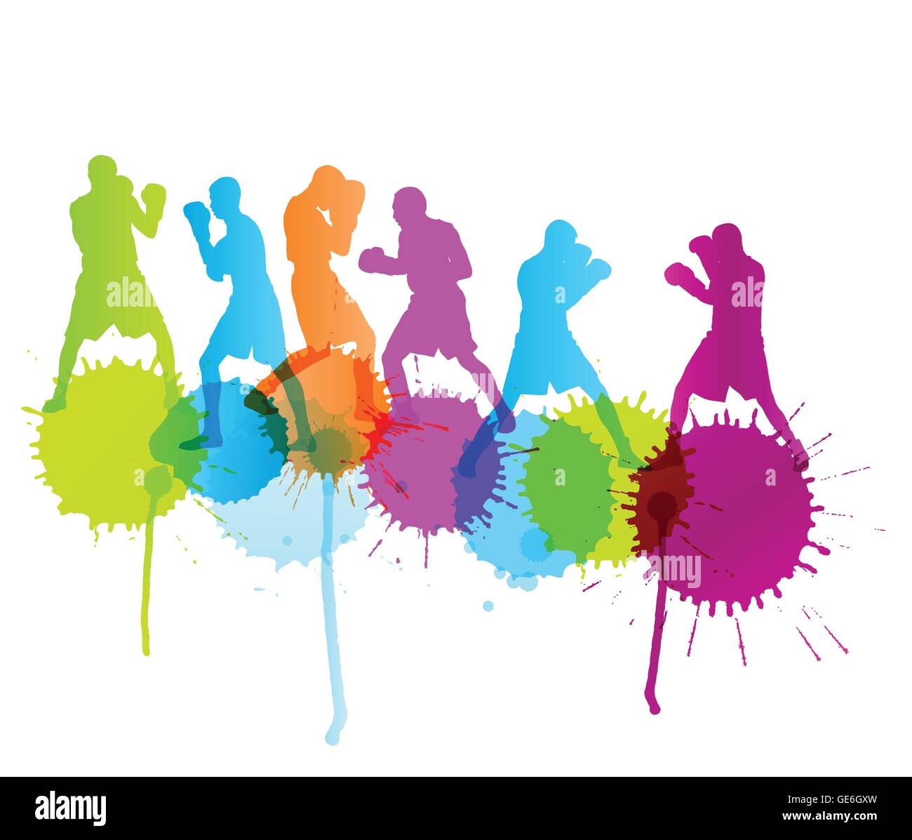 Boxing active young men box sport silhouettes abstract background ...