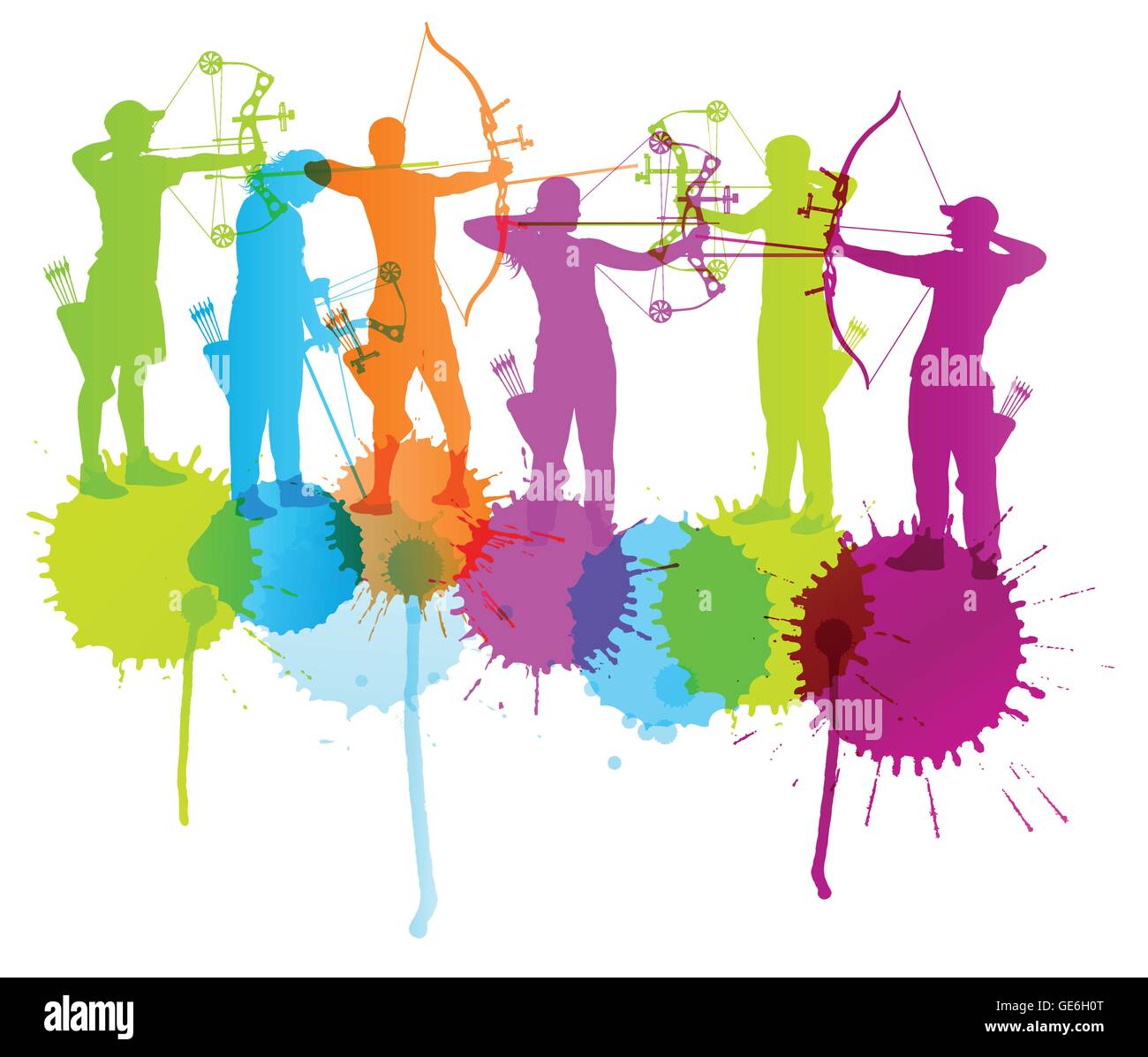 Archery vector background concept with color splashes for poster Stock ...