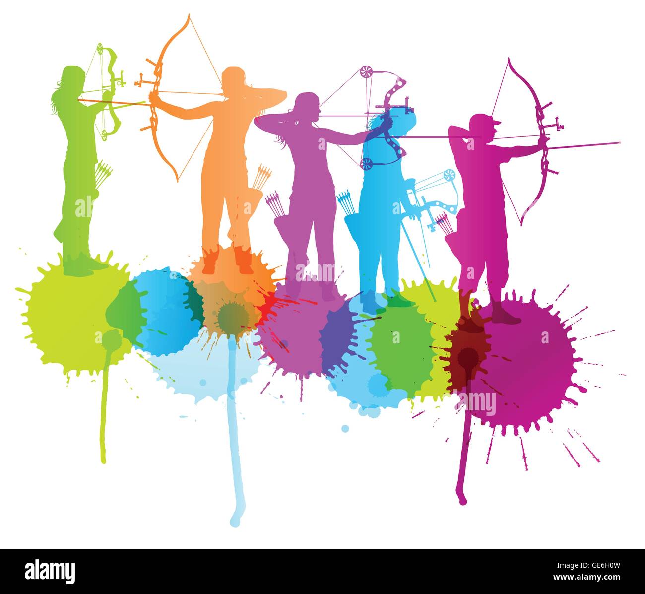 Archery vector background concept with color splashes for poster Stock ...