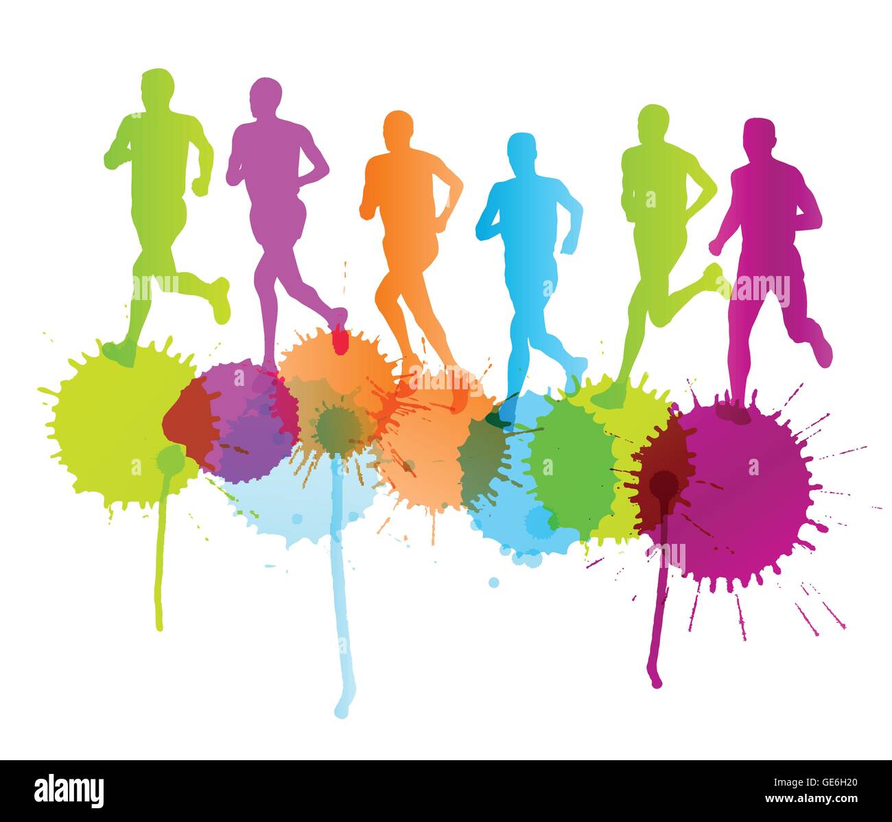 Group of runners vector background concept splashes for poster Stock ...