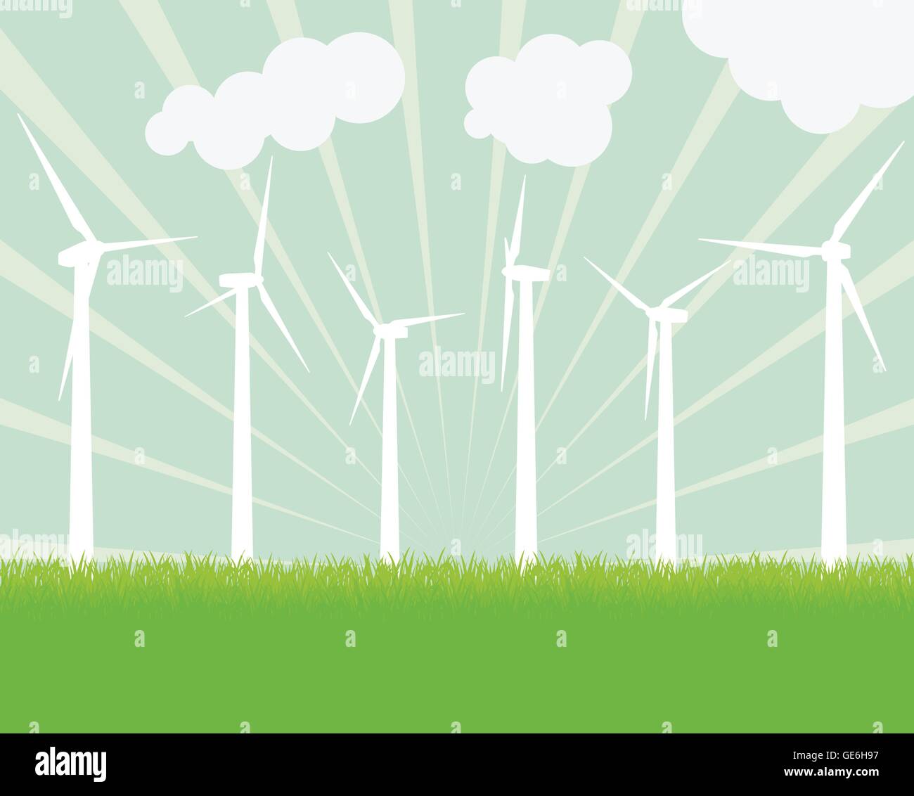 Ecology wind generator vector background landscape for poster Stock ...
