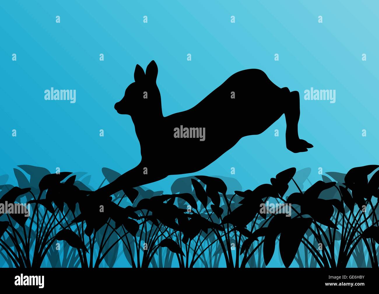 Deer doe in grass field vector background ecology concept Stock Vector ...