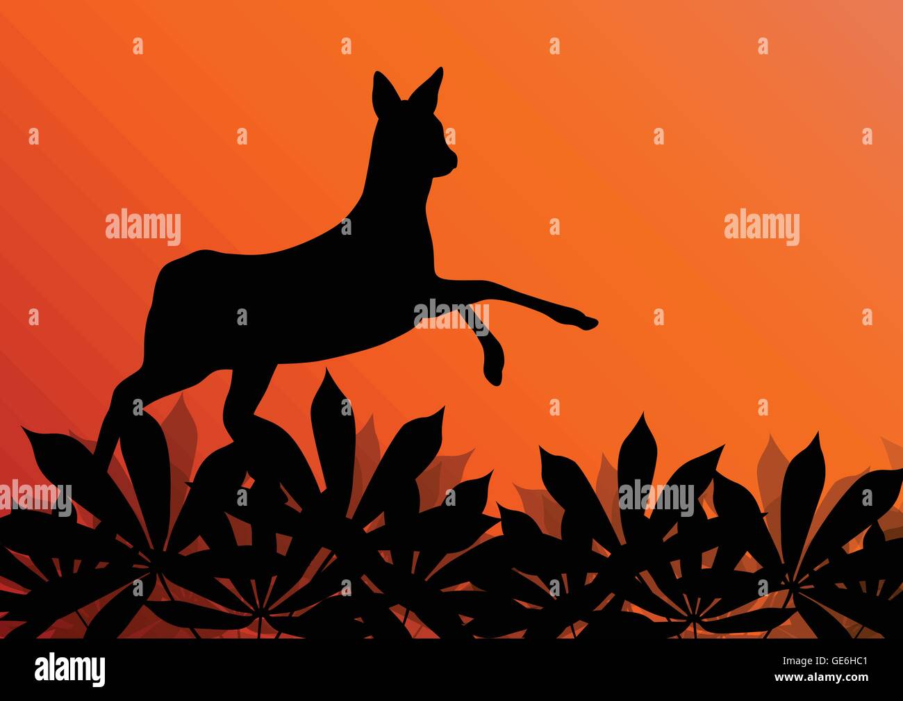 Deer doe in grass field vector background ecology concept Stock Vector ...