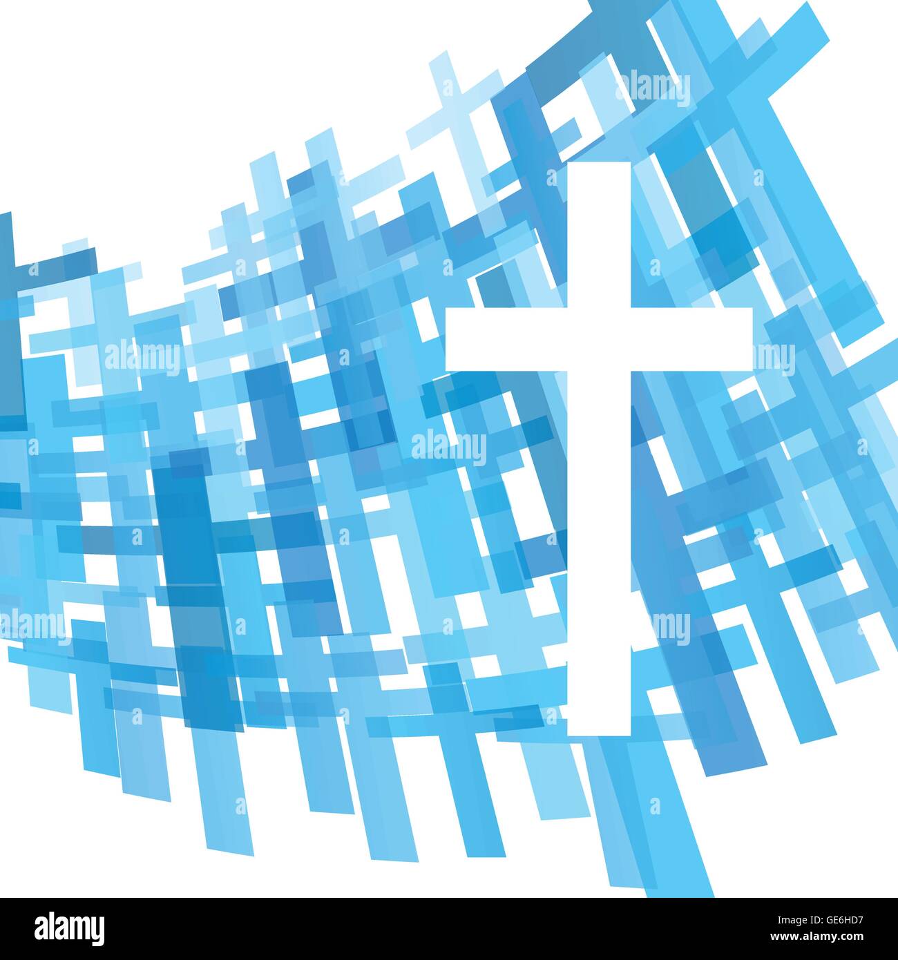 Cross clear blue abstract Christianity religion background vector ...