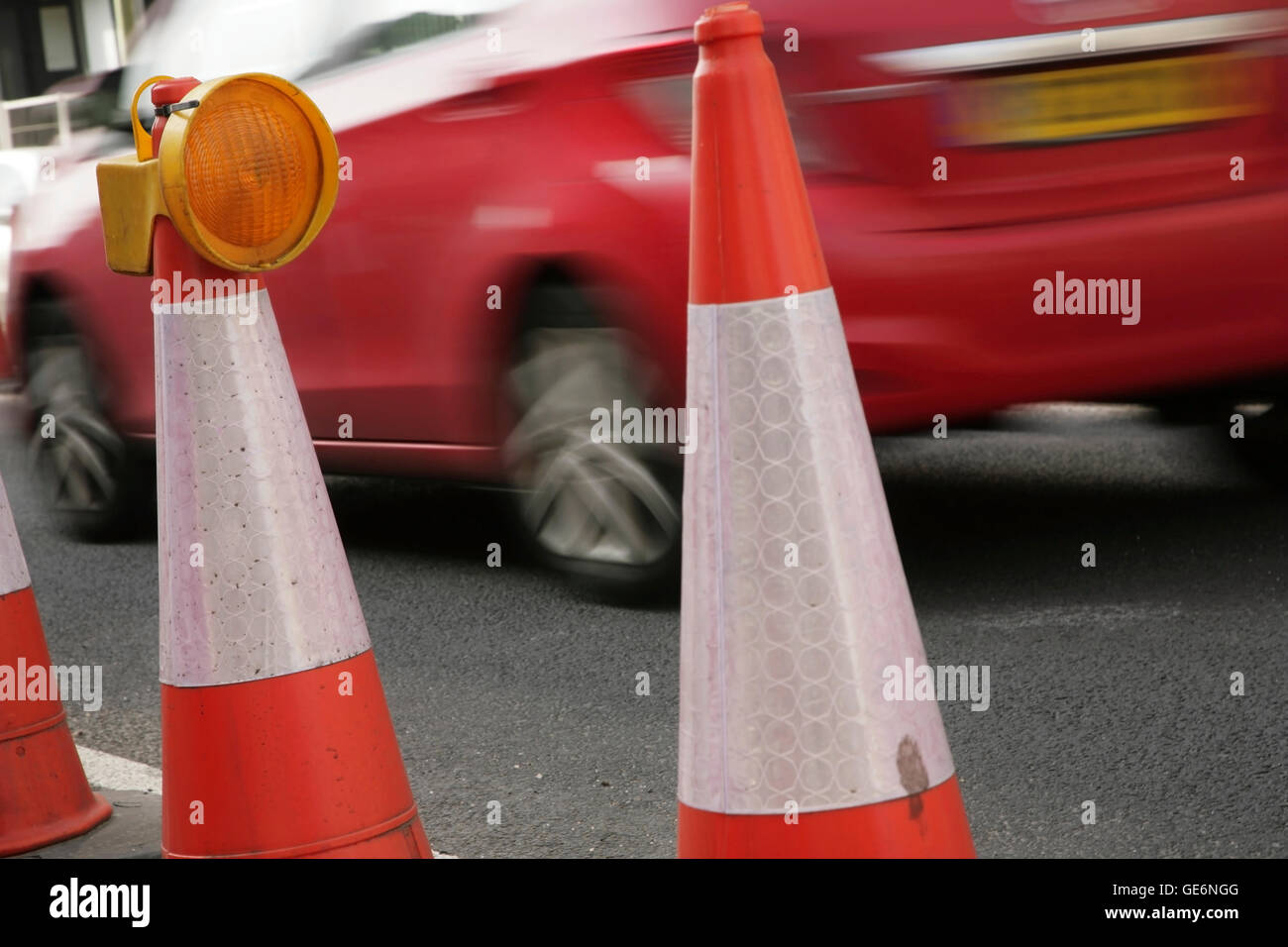 Road cones at section of roadworks Stock Photo - Alamy