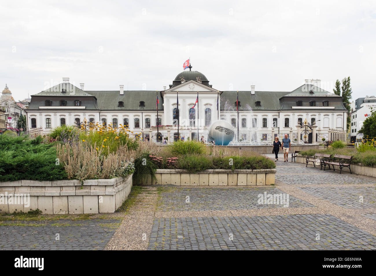 Hodza square, Bratislava. Grasalkovich palace in the background Stock ...