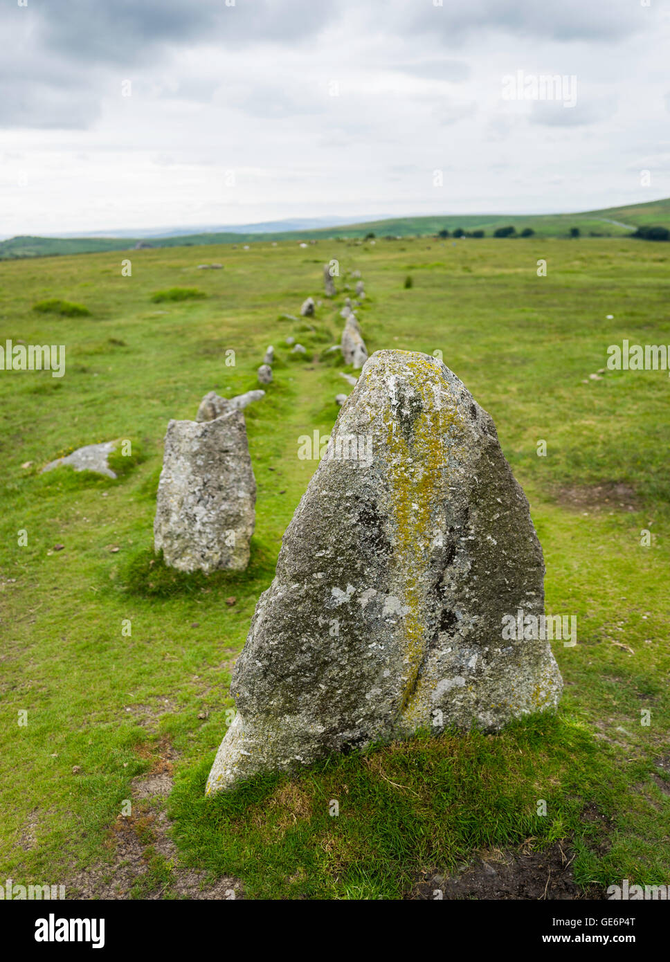 Terminal stone and southern row of standing stones, Merrivale ...
