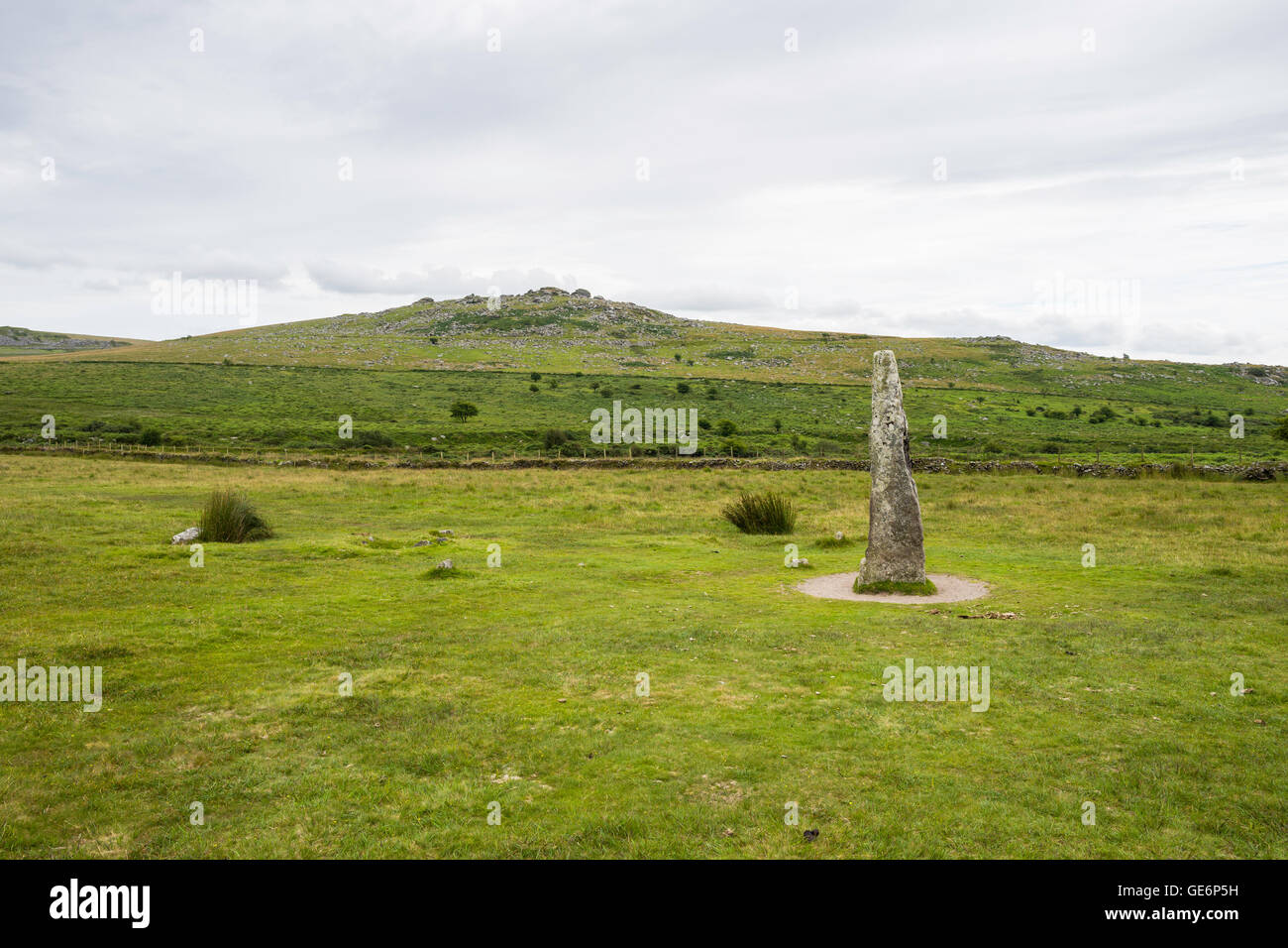 Standing stone at Merrivale archaeological site in Dartmoor National ...