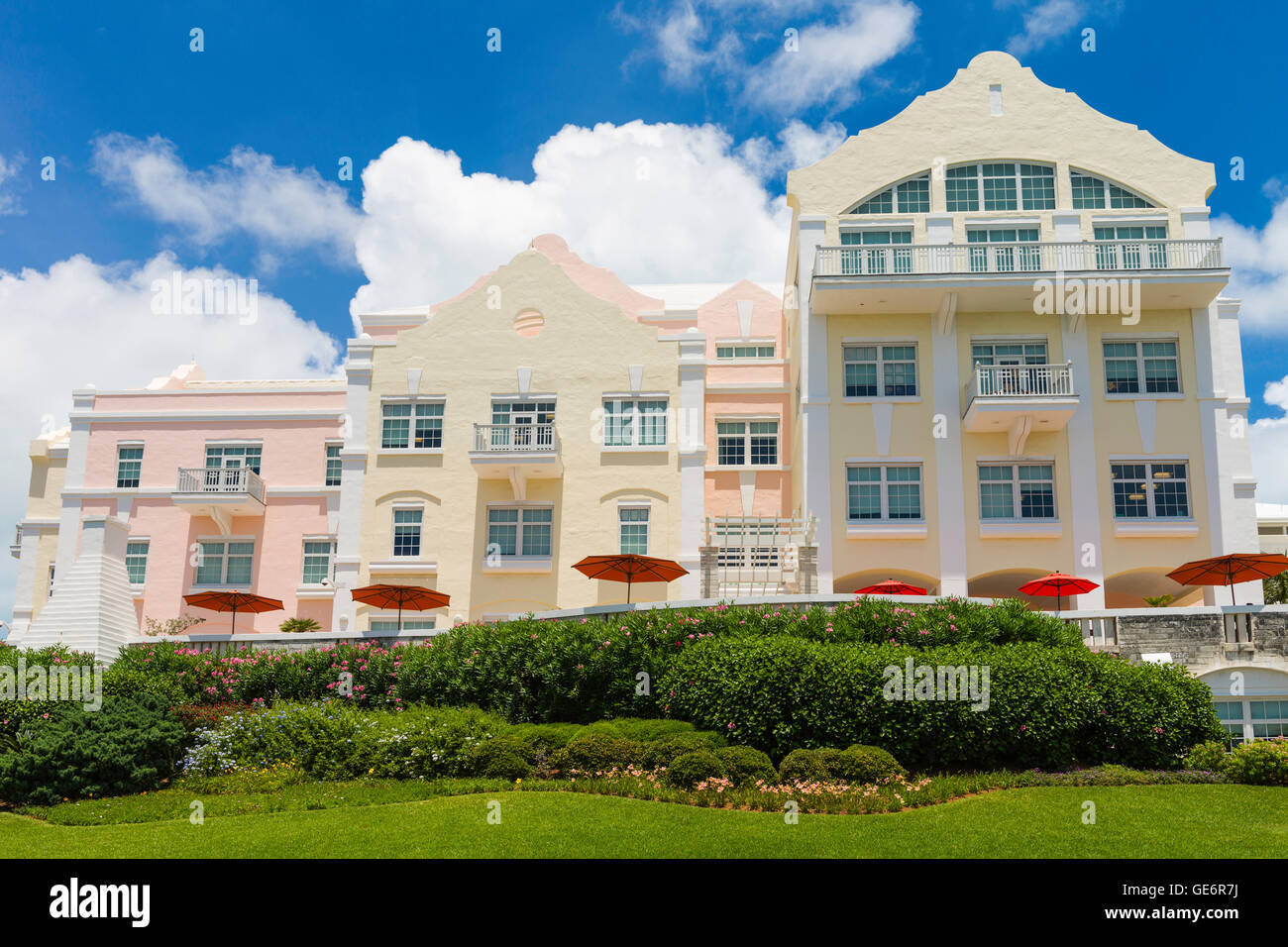 Modern architecture of the ACE Insurance Building in Hamilton, Bermuda ...