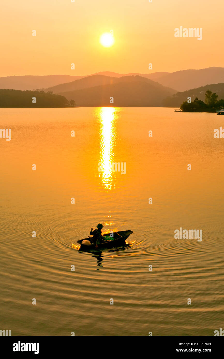 Fisherman with his tool in river Stock Photo - Alamy
