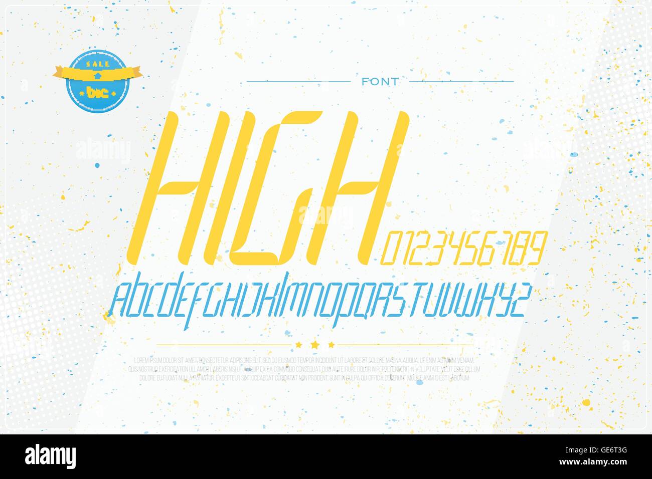 set of italics style alphabet letters and numbers over grunge ...