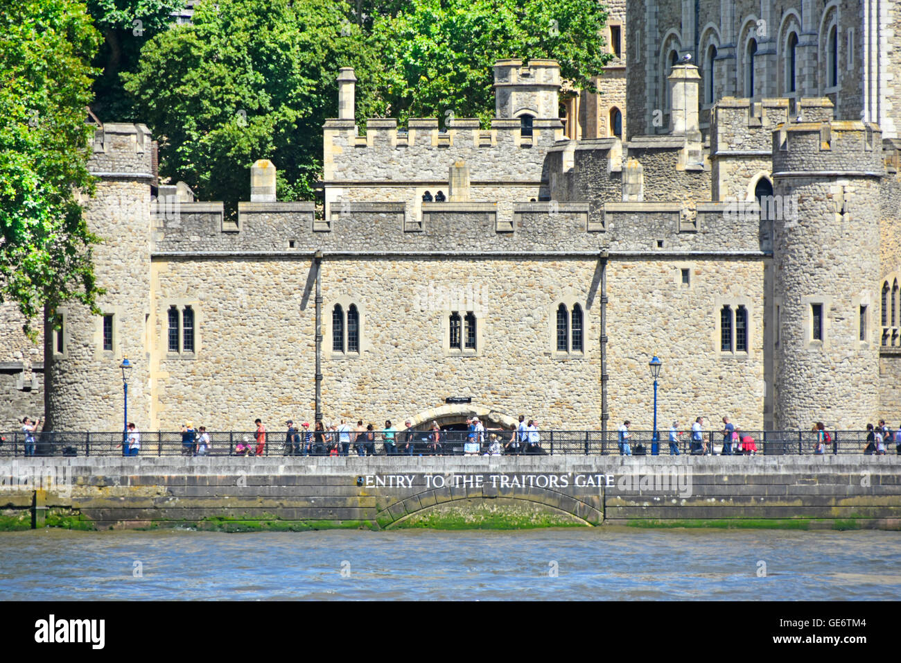 Sign for a water gate on River Thames for historical Traitors' Gate ...