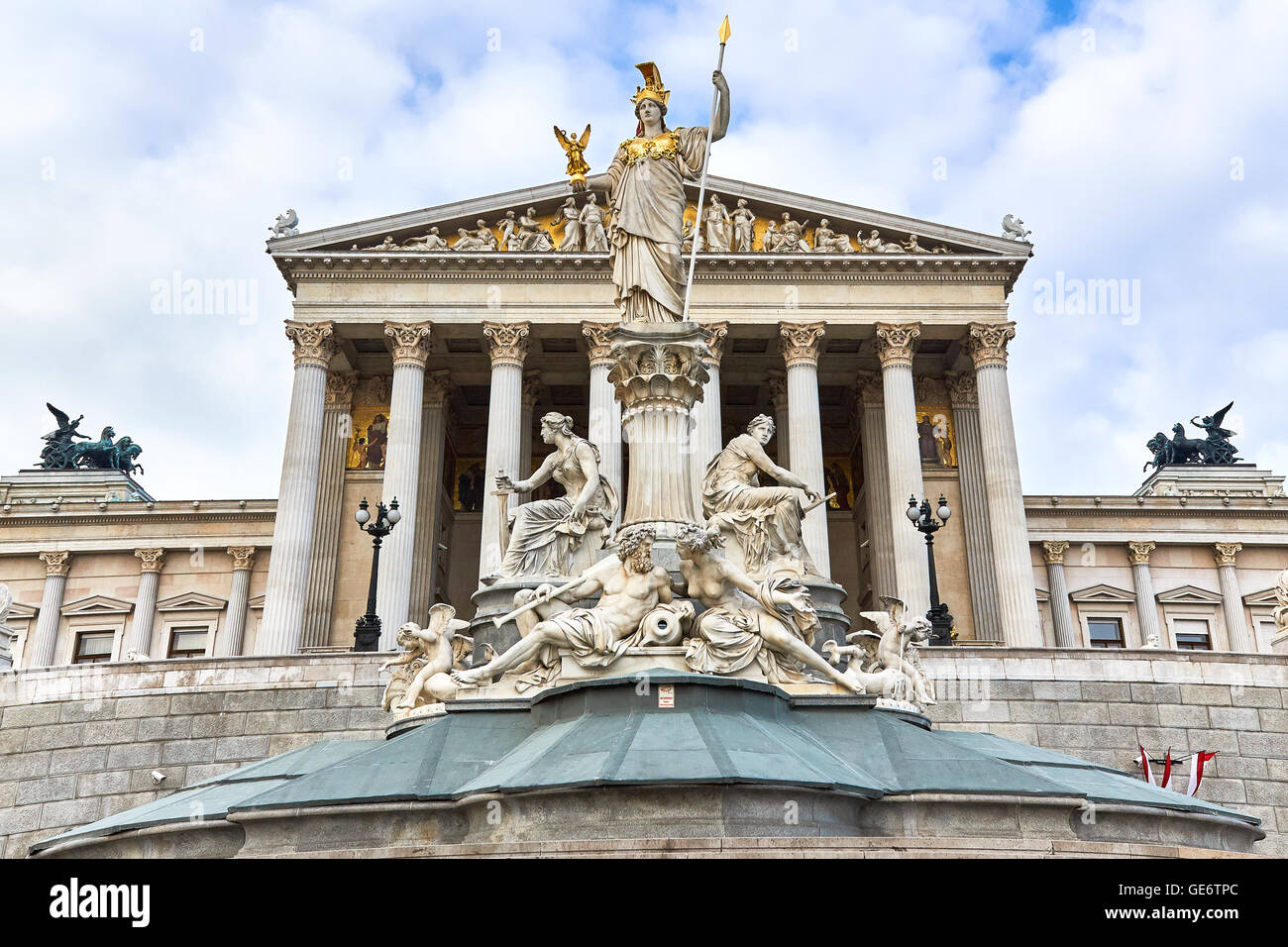 Statue of Athena, the greek goddess of wisdom in front of the Austrian ...