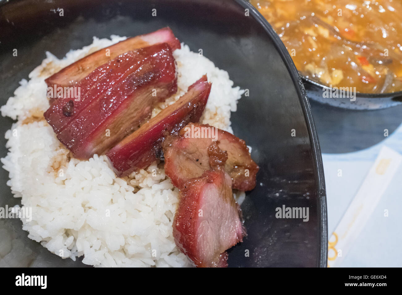 Chinese Barbecue Pork with rice HongKong food Stock Photo - Alamy