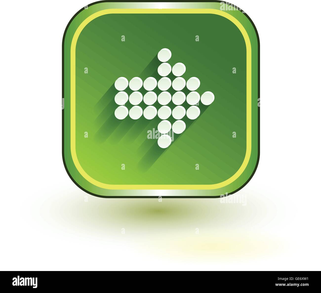 Green web button with arrow right sign. Rounded square shape icon with ...
