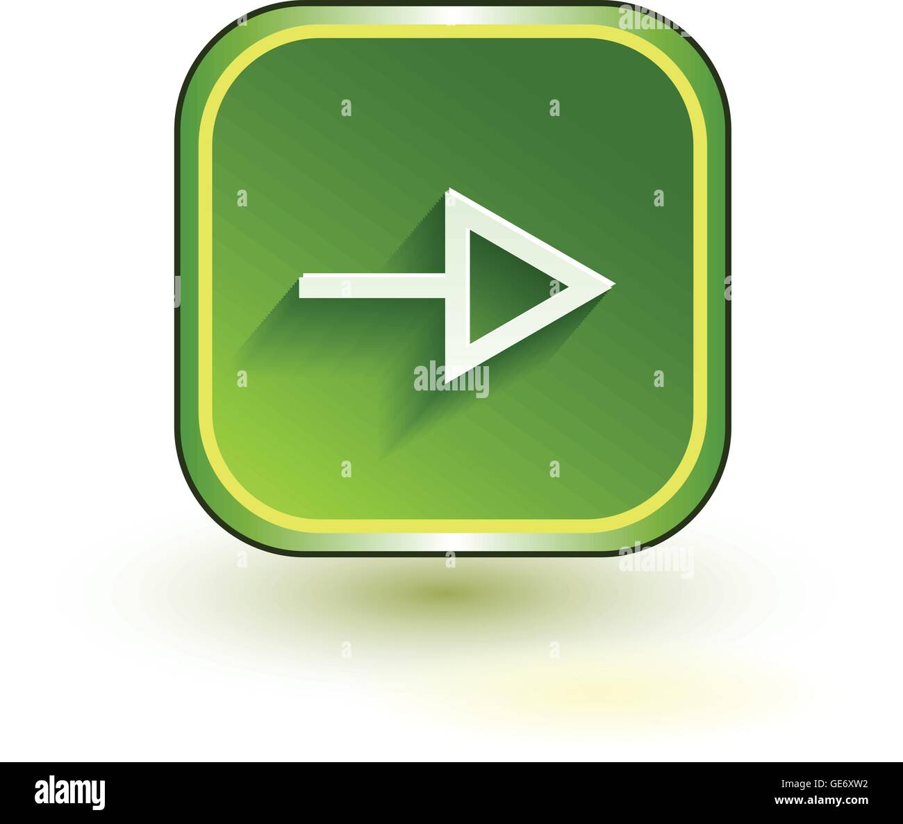Green web button with arrow right sign. Rounded square shape icon with ...